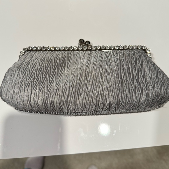 Bags | Elegant Silvergrey Clutch Bag With Bling Crystals And Chain ...